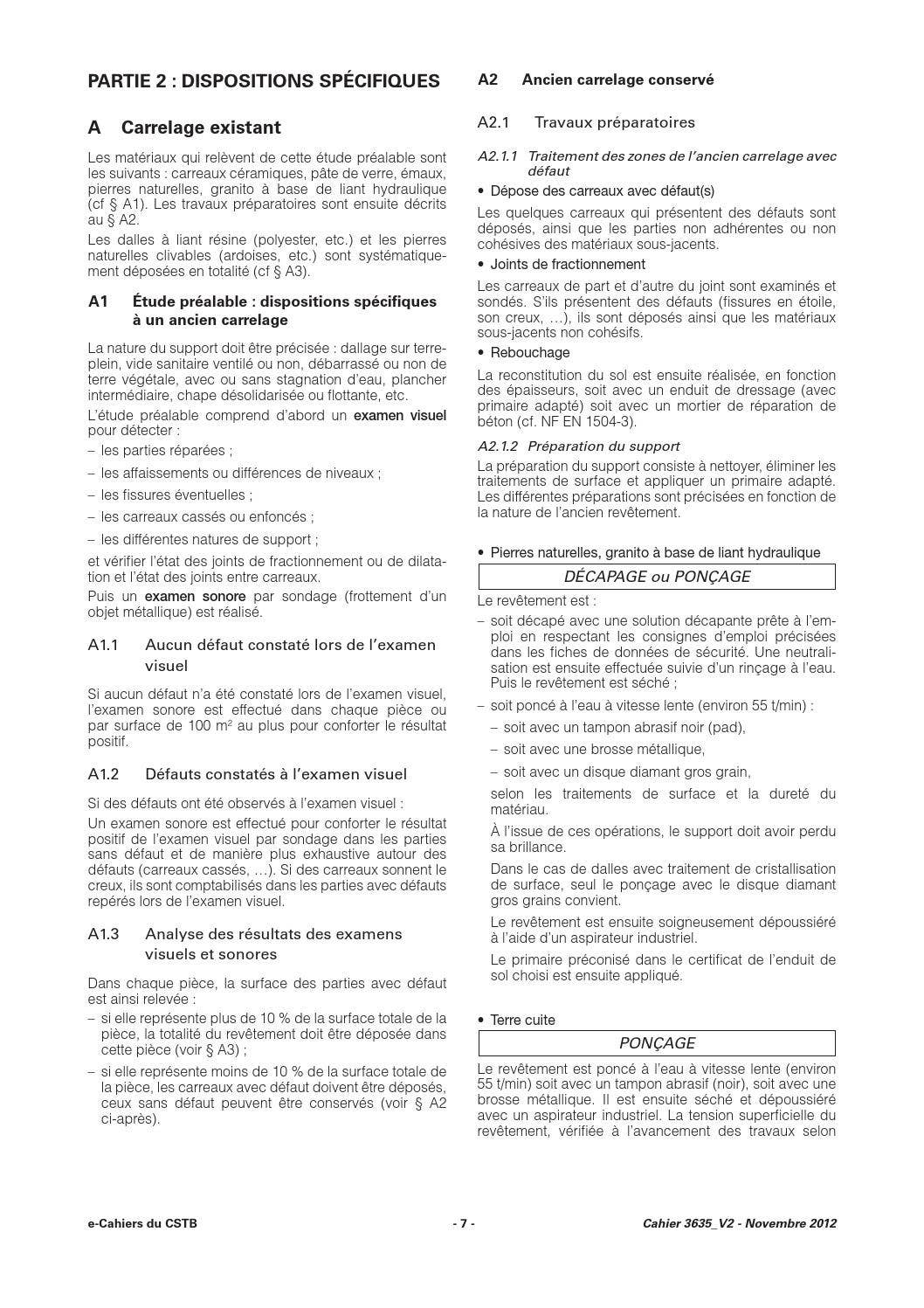 E cahiers 3635 v2 du cstb exécution des enduits de sols intérieurs pour la pose de revêtements ...