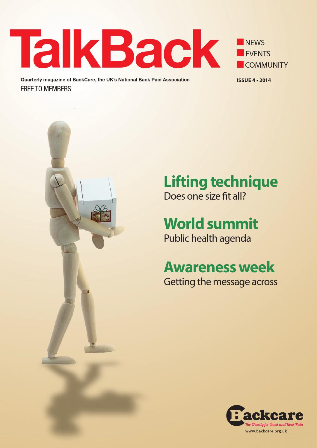 Talkback Issue 4 2014 Backcare By Backcare Issuu