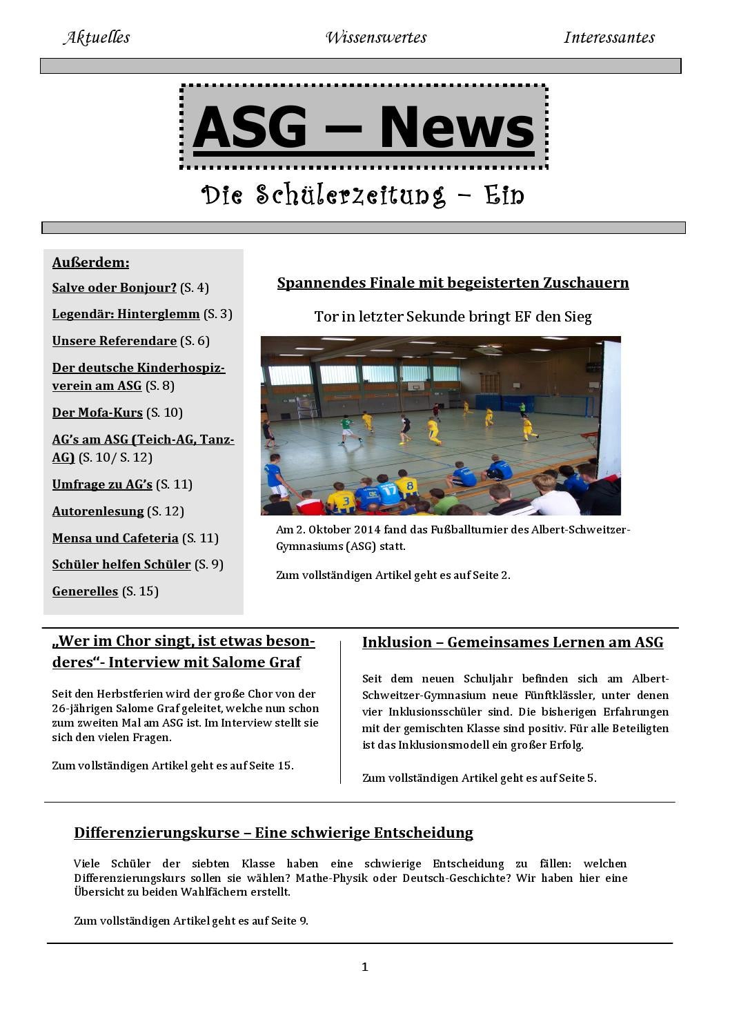 ASG NEWS - Die Schülerzeitung by FREY PRINT + MEDIA GmbH - Issuu