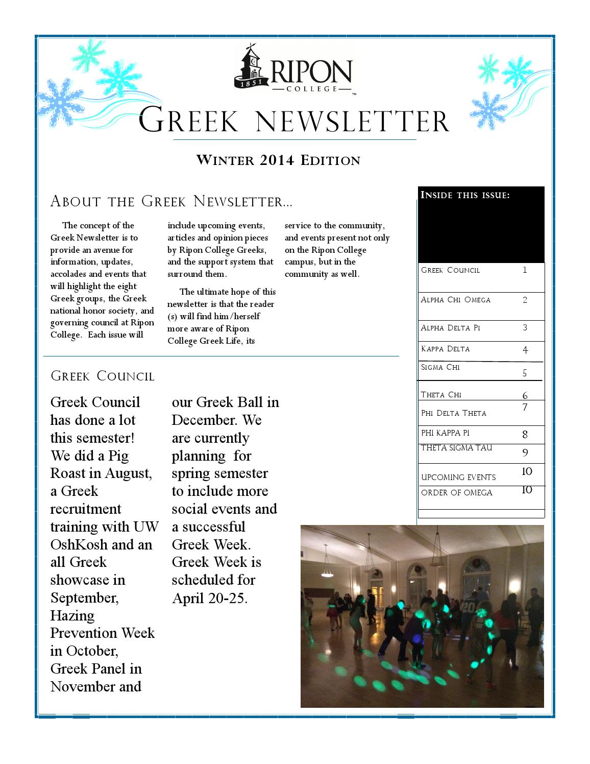 Greek newsletterwinterl14 by Ripon College - Issuu