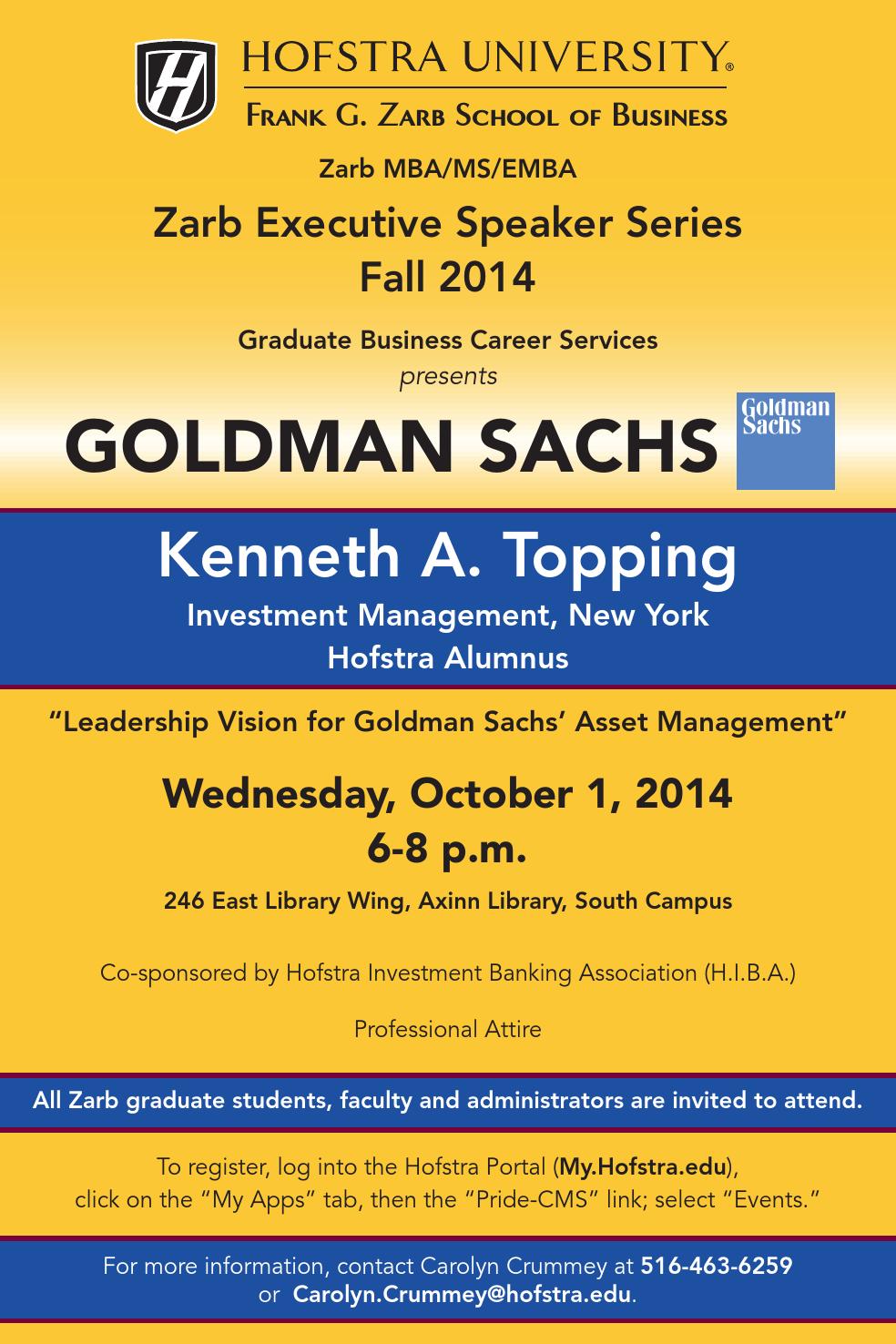 Kenneth Topping, Oct 1, Goldman Sachs by Hofstra University - Issuu