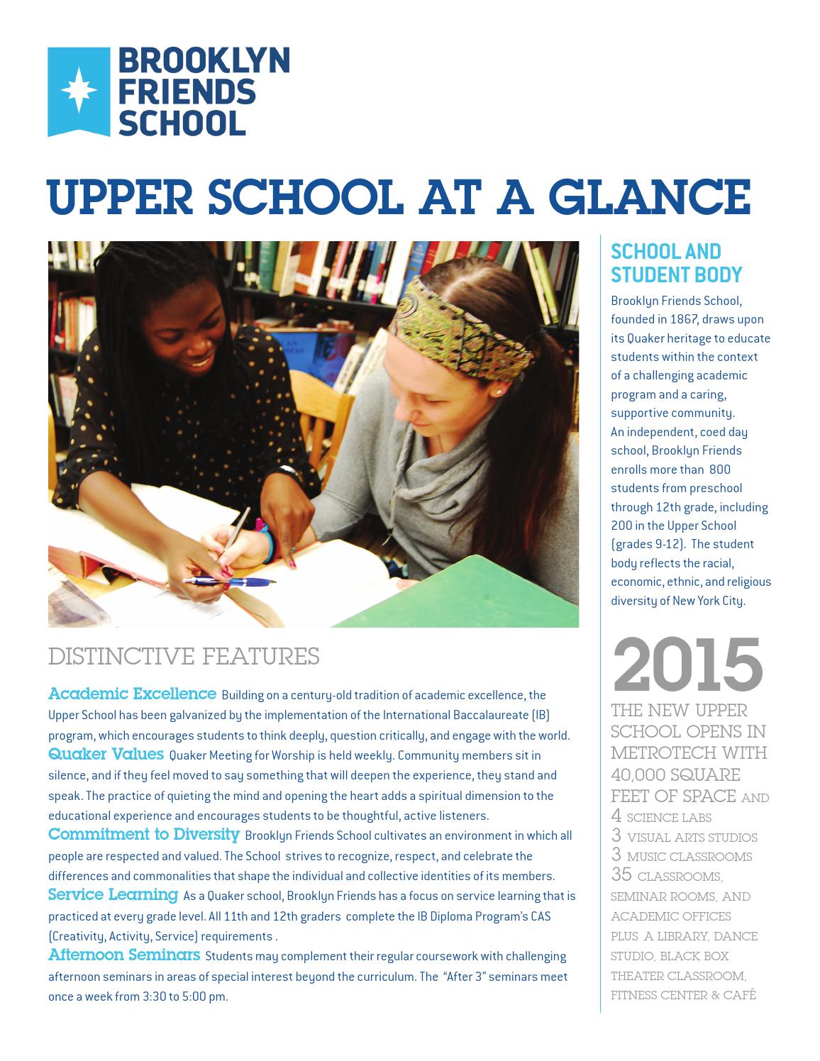 BFS Upper School At A Glance by Brooklyn Friends School - Issuu