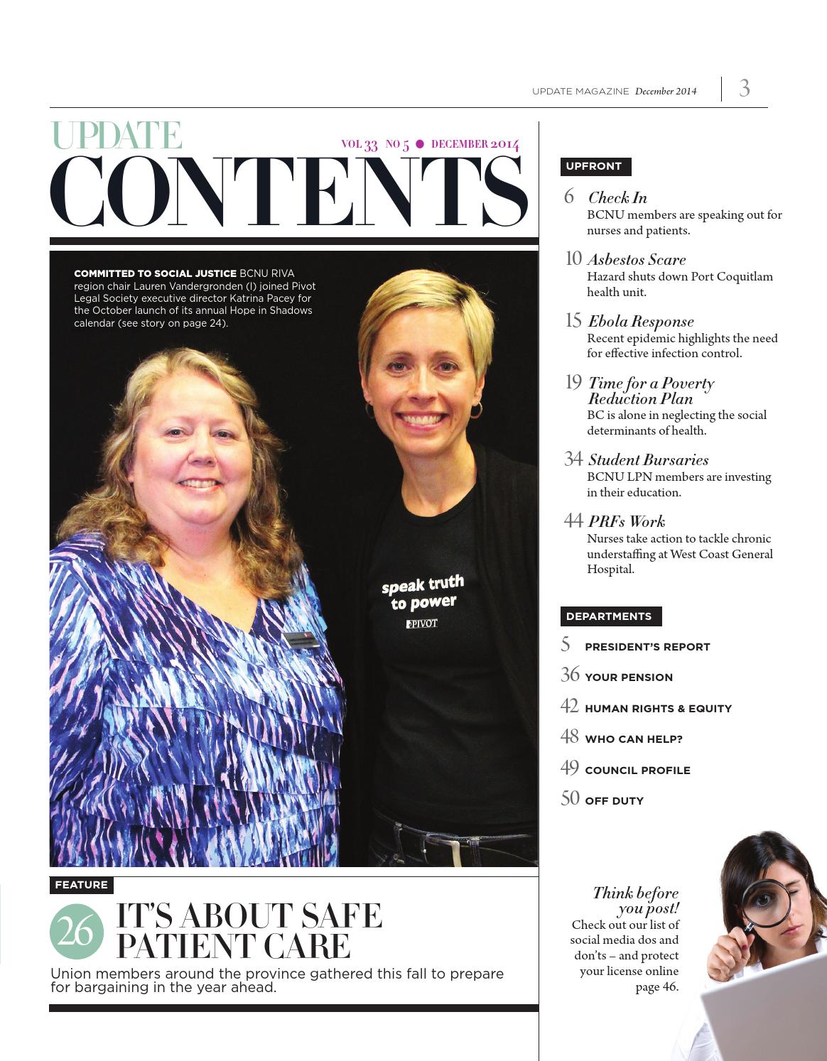 BCNU Update Magazine December 2014 by BC Nurses' Union - Issuu