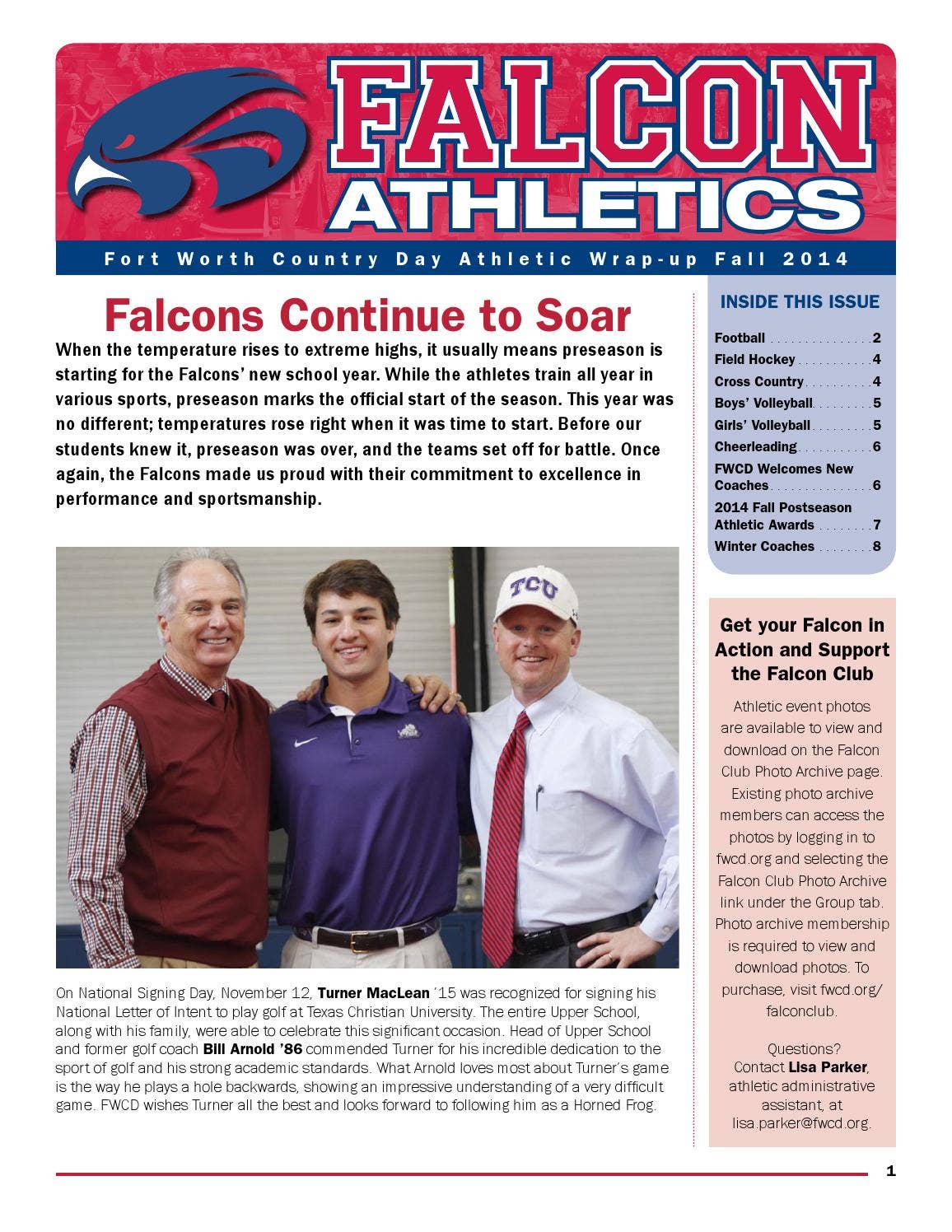 FWCD Falcon Athletics - Fall 2014 by Fort Worth Country Day - Issuu