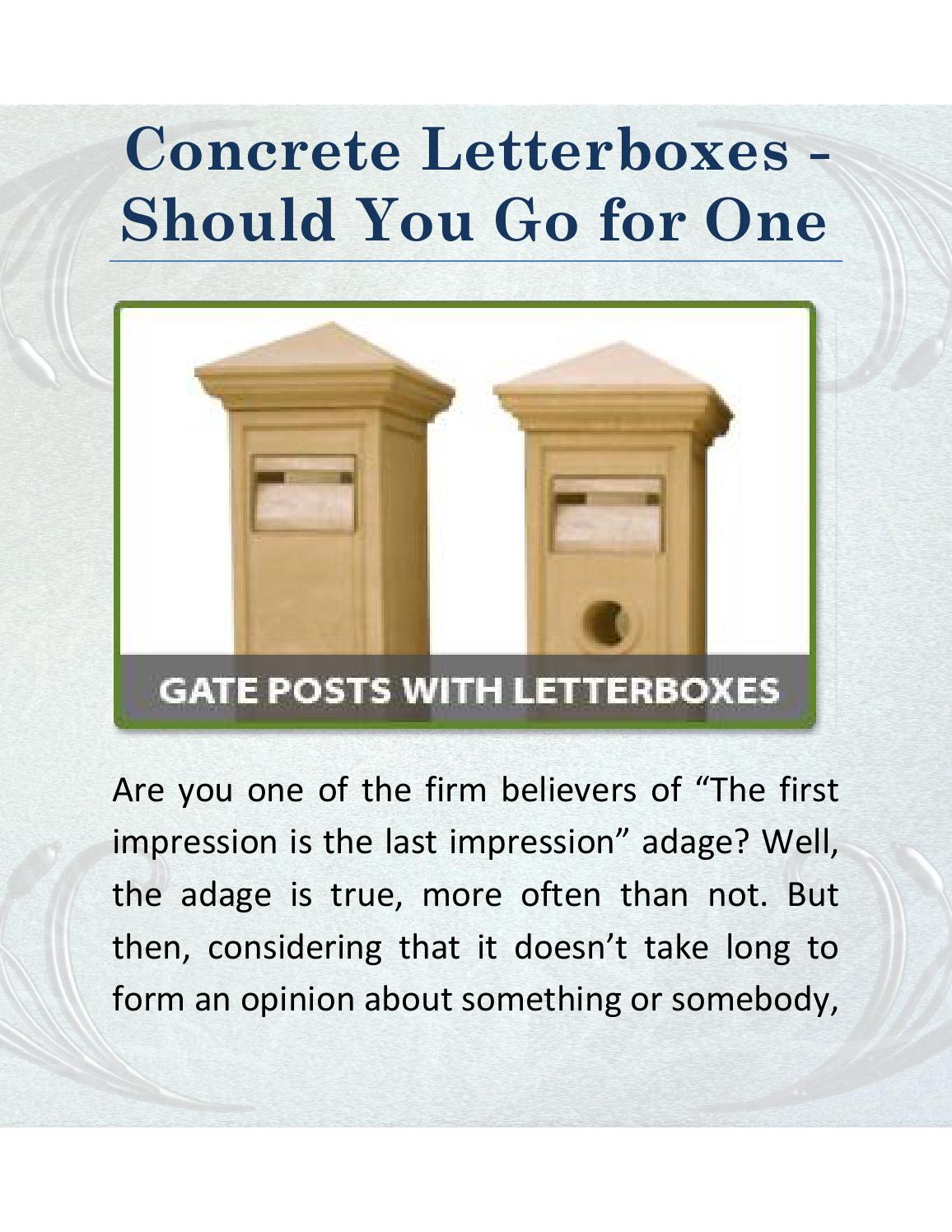 Concrete Letterboxes - Some Steps You Need to Know by JCV Pty Ltd. - Issuu