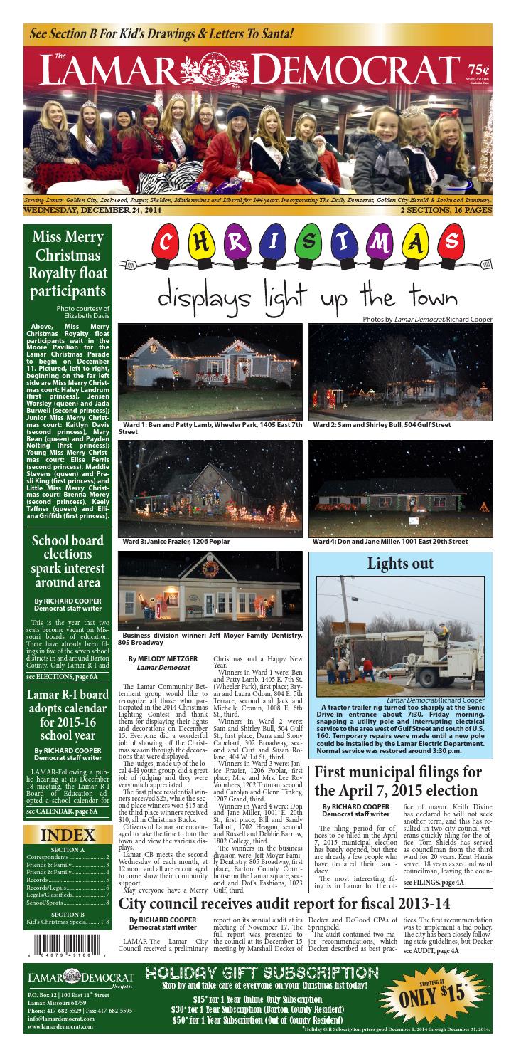 12-24-14 Lamar Democrat (Kid's Christmas Special) by Lewis County Press ...