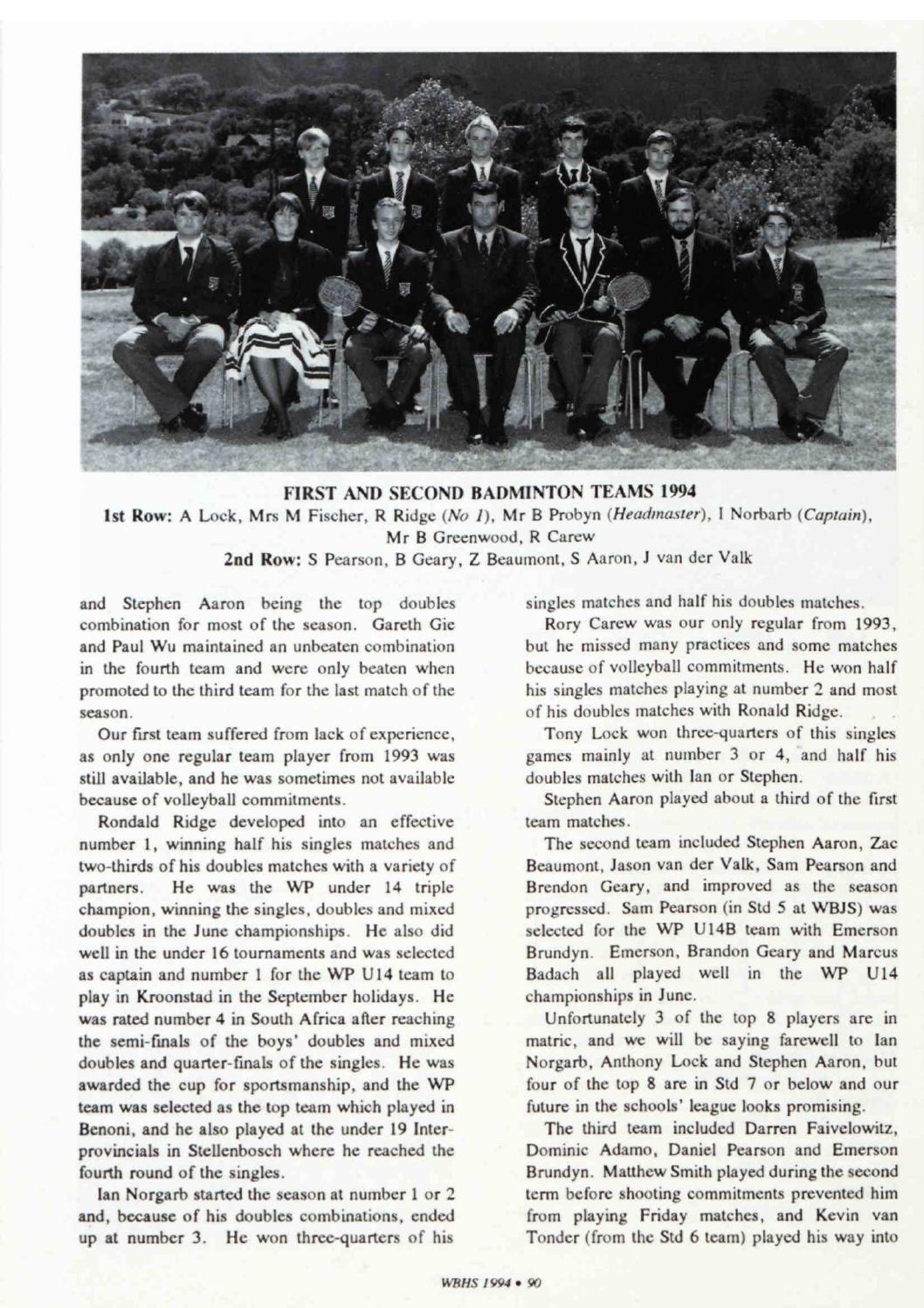 Wynberg Boys' Schools Magazine 1994 by Wynberg Boys' High School - Issuu
