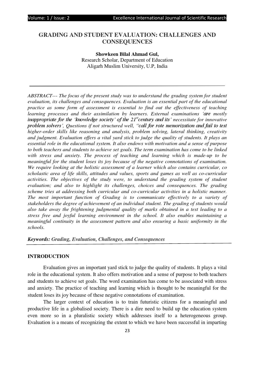 Grading and student evaluation by showkeen bilal - Issuu