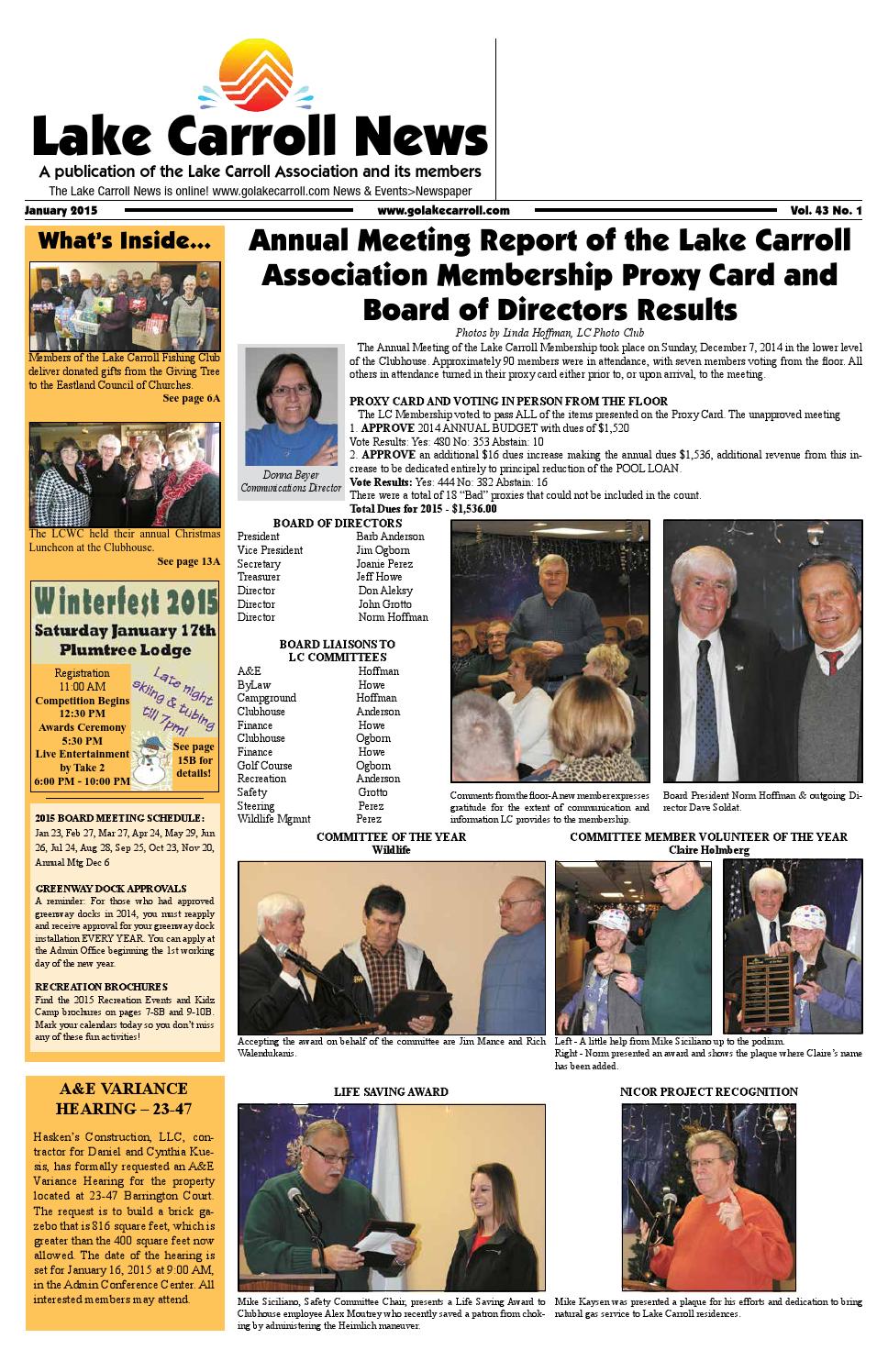 Lake Carroll News January 2015 by Lake Carrol News - Issuu