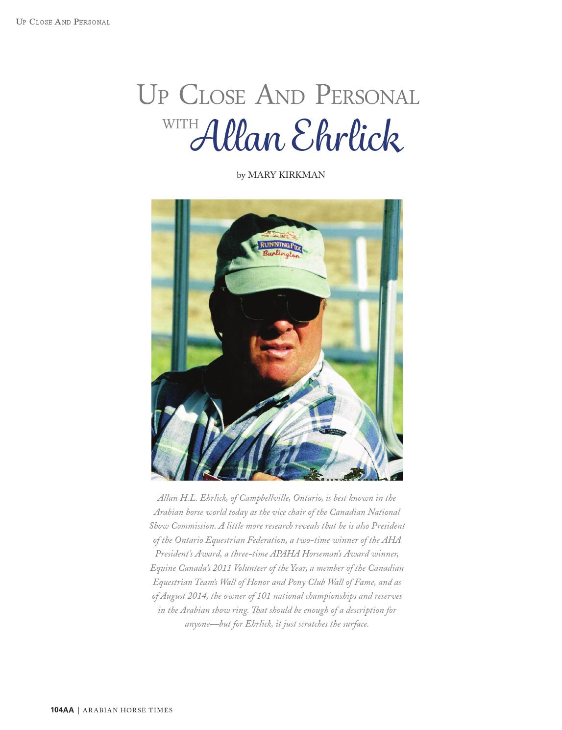 Up Close And Personal With Allan Ehrlick, by Mary Kirkman, September by ...