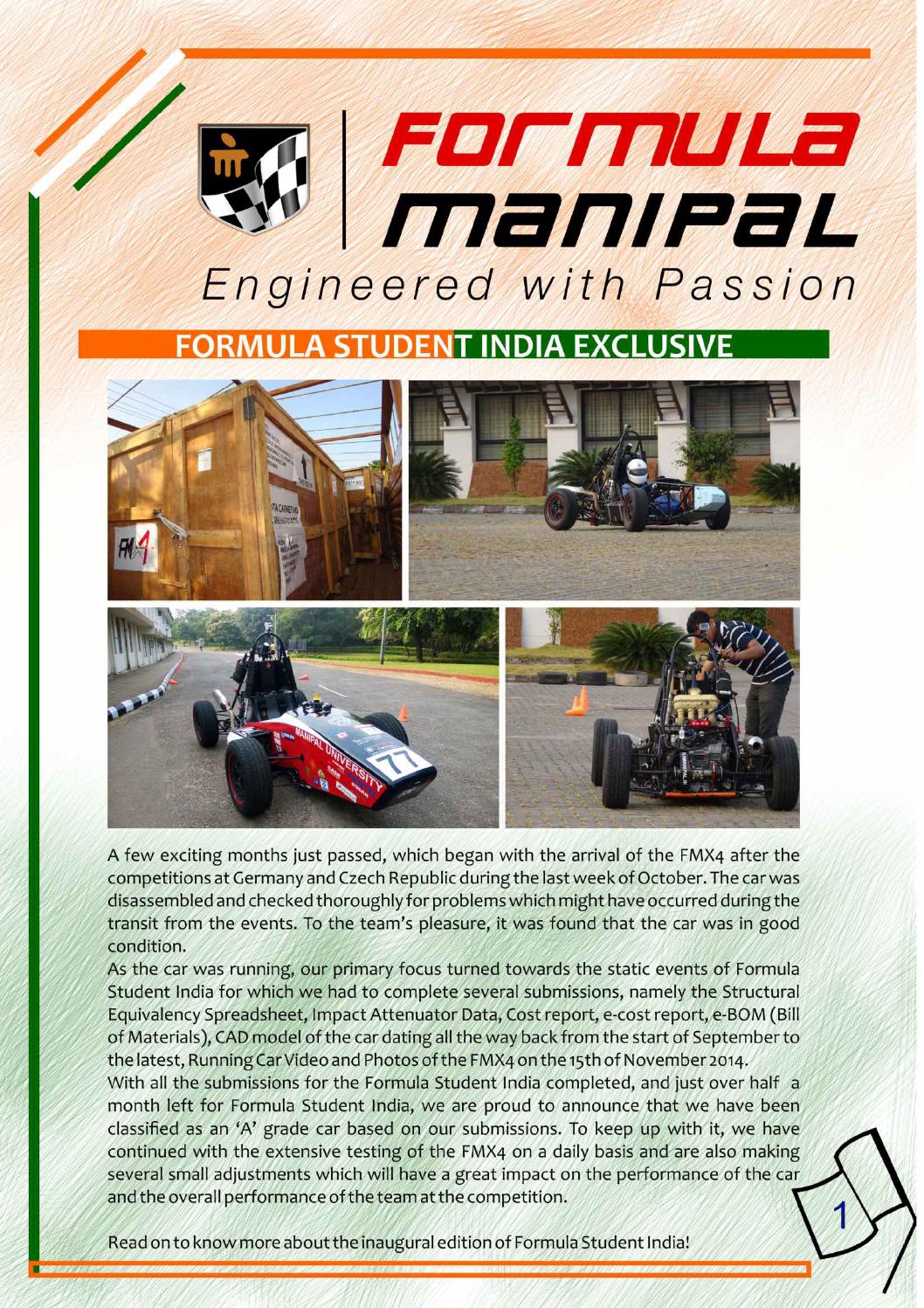 Formula Monthly - FSI Exclusive 2014 by Formula Manipal - Issuu