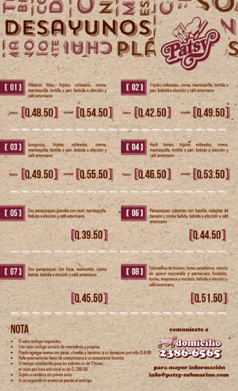 MENÚ EVENTOS by Patsy Guatemala - Issuu