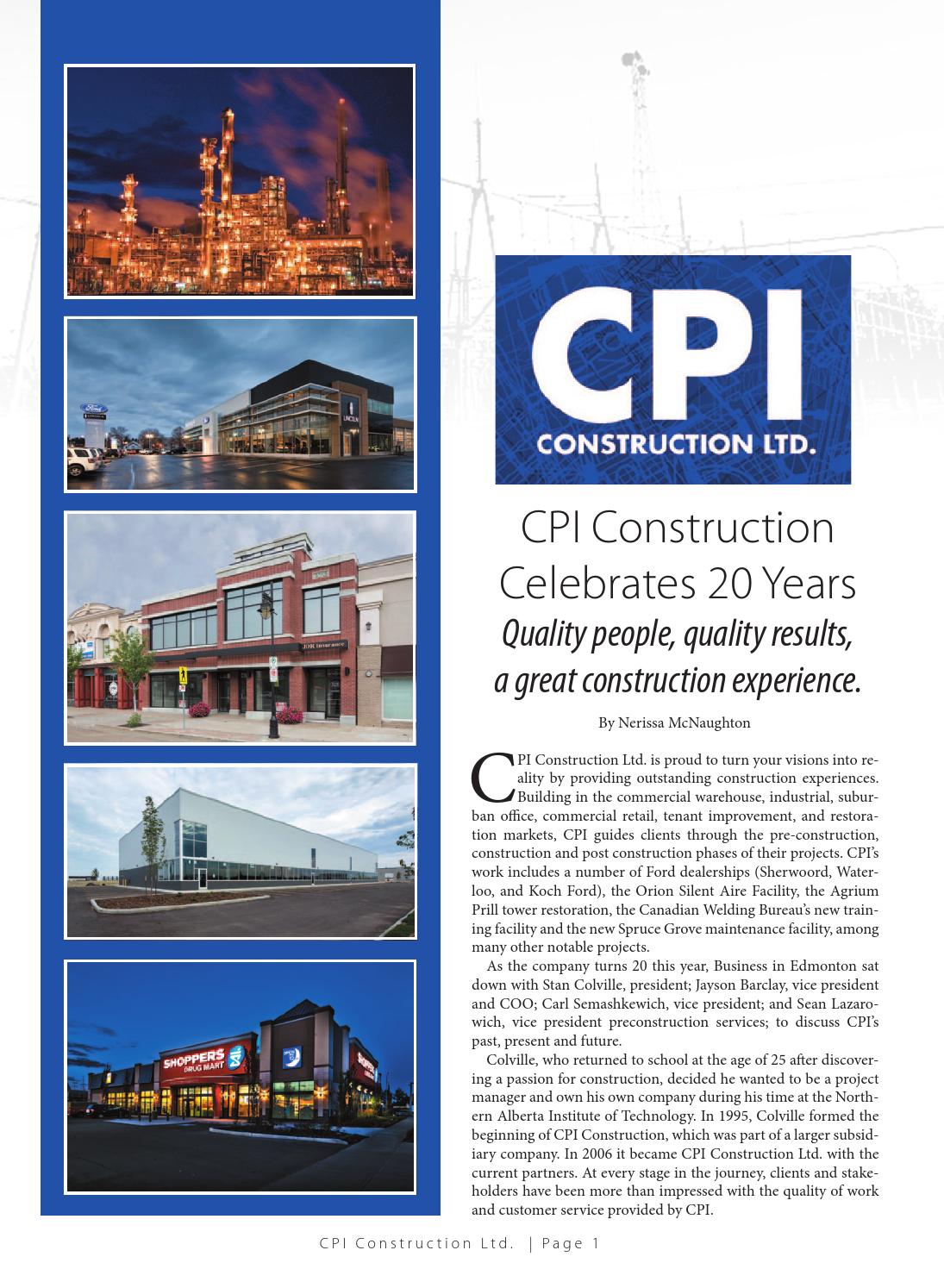 CPI Construction Profile by Business in Edmonton Magazine - Issuu