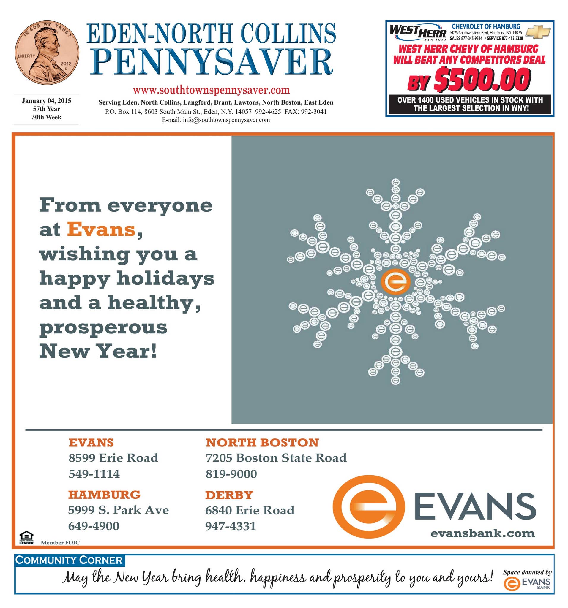 1/4/15 Eden-North Collins Pennysaver by Angola Pennysaver - Issuu