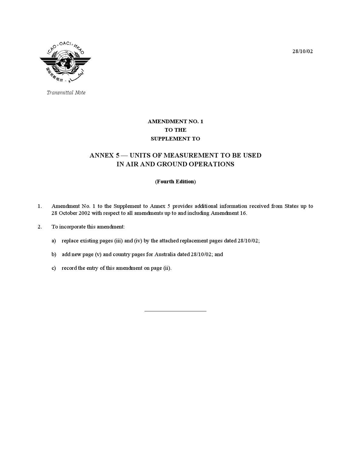 ICAO Annex 05 4th edition supplement July 01 by Igli Larashi - Issuu