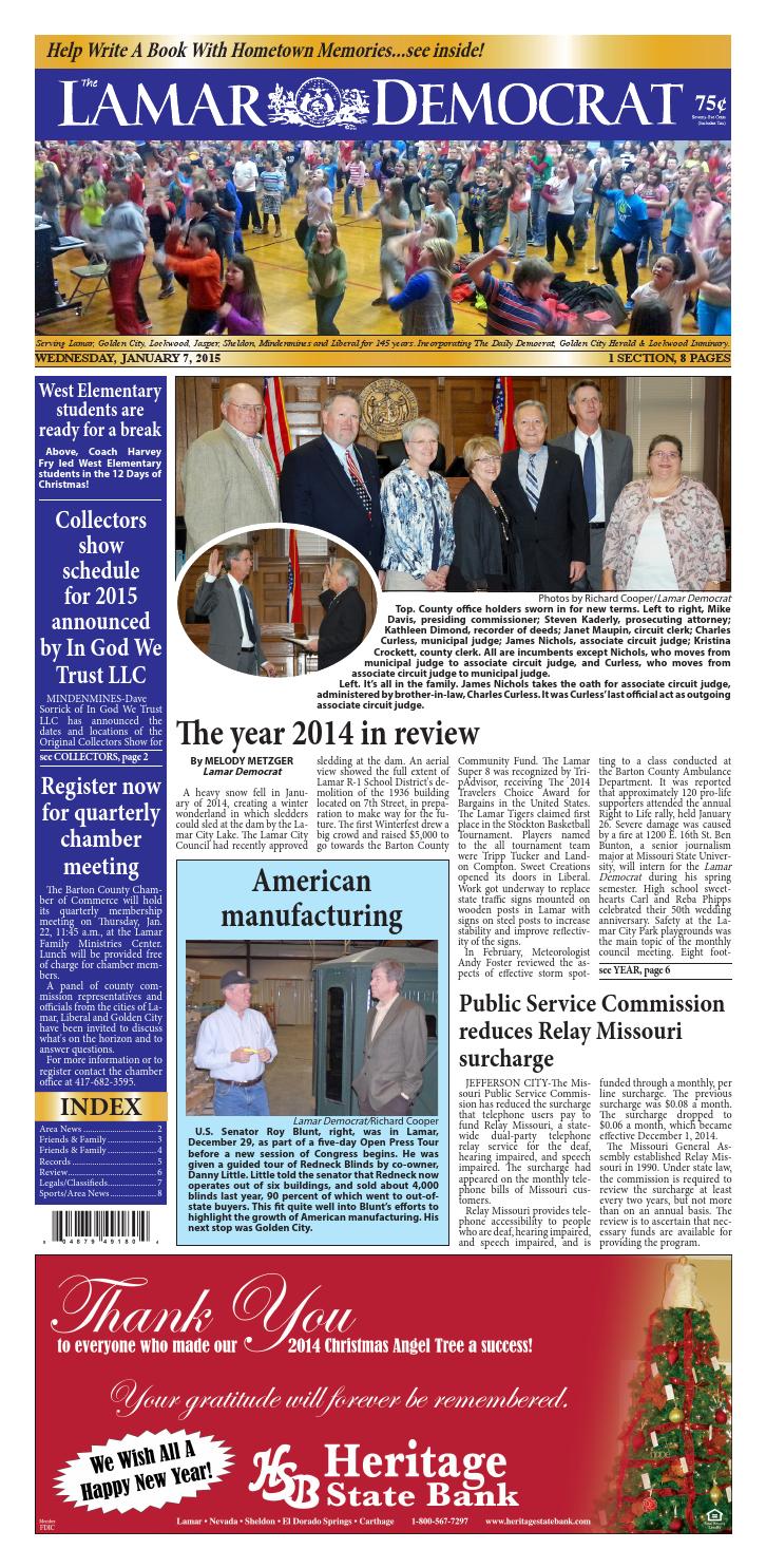 1-7-15 Lamar Democrat by Lewis County Press - Issuu