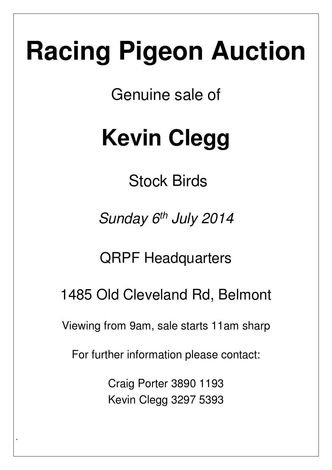 Kevin Clegg 6th july 2014 by Australian Pigeon Catalogues - Issuu