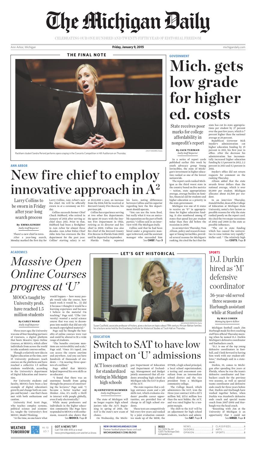 2015-01-09 by The Michigan Daily - Issuu