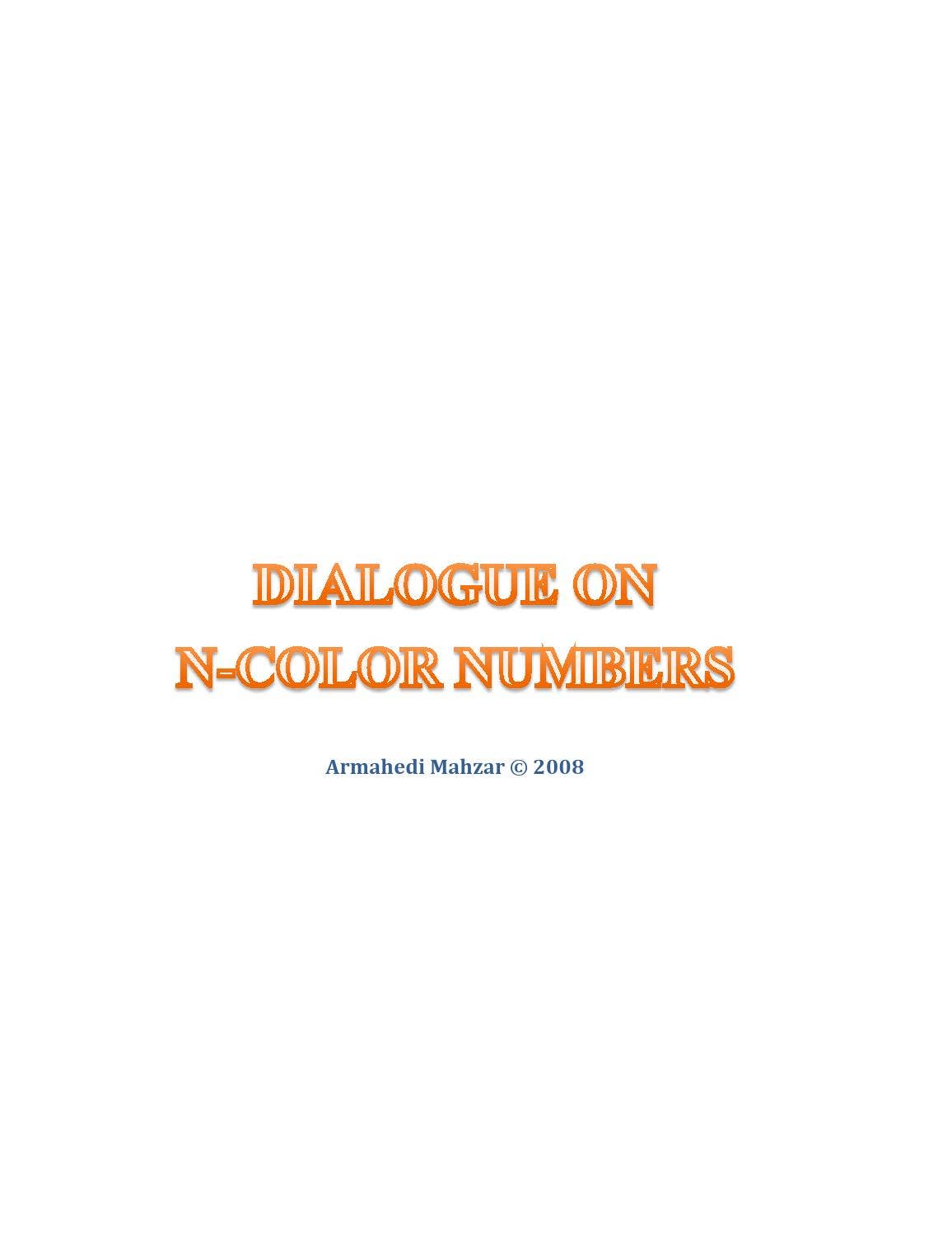 Dialogue on n colored numbers by Armahedi Mahzar - Issuu