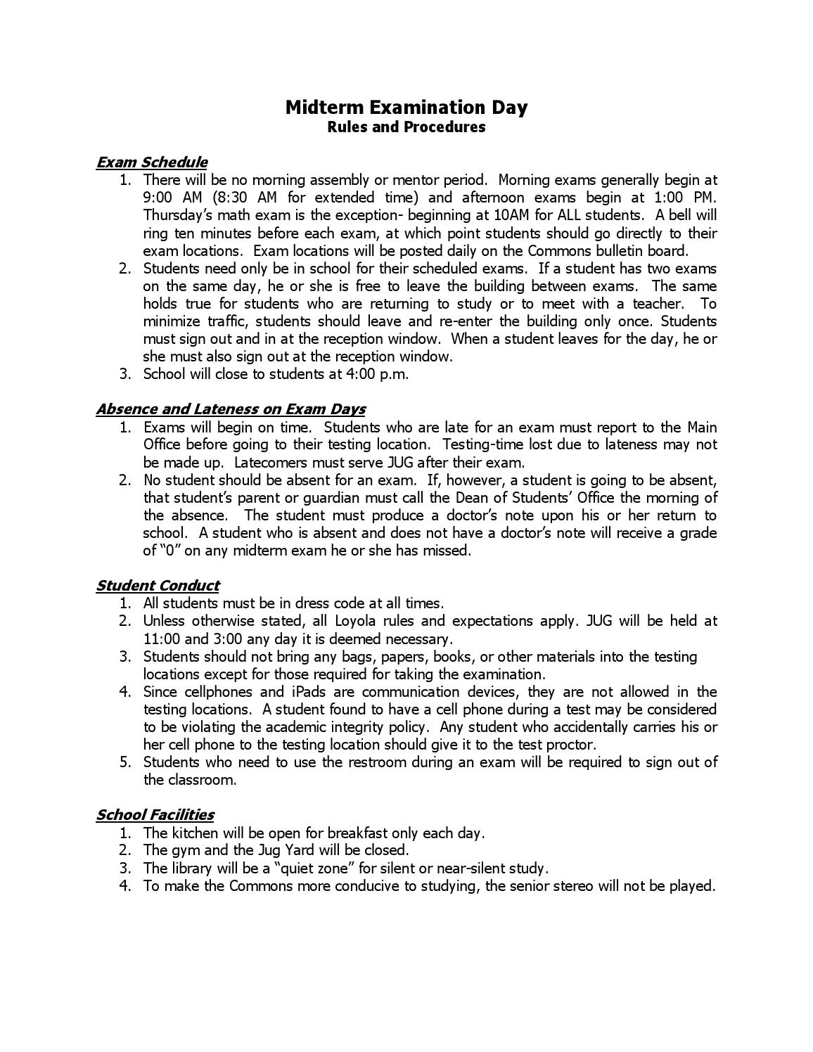 Midterm final exam rules by Loyola School - Issuu