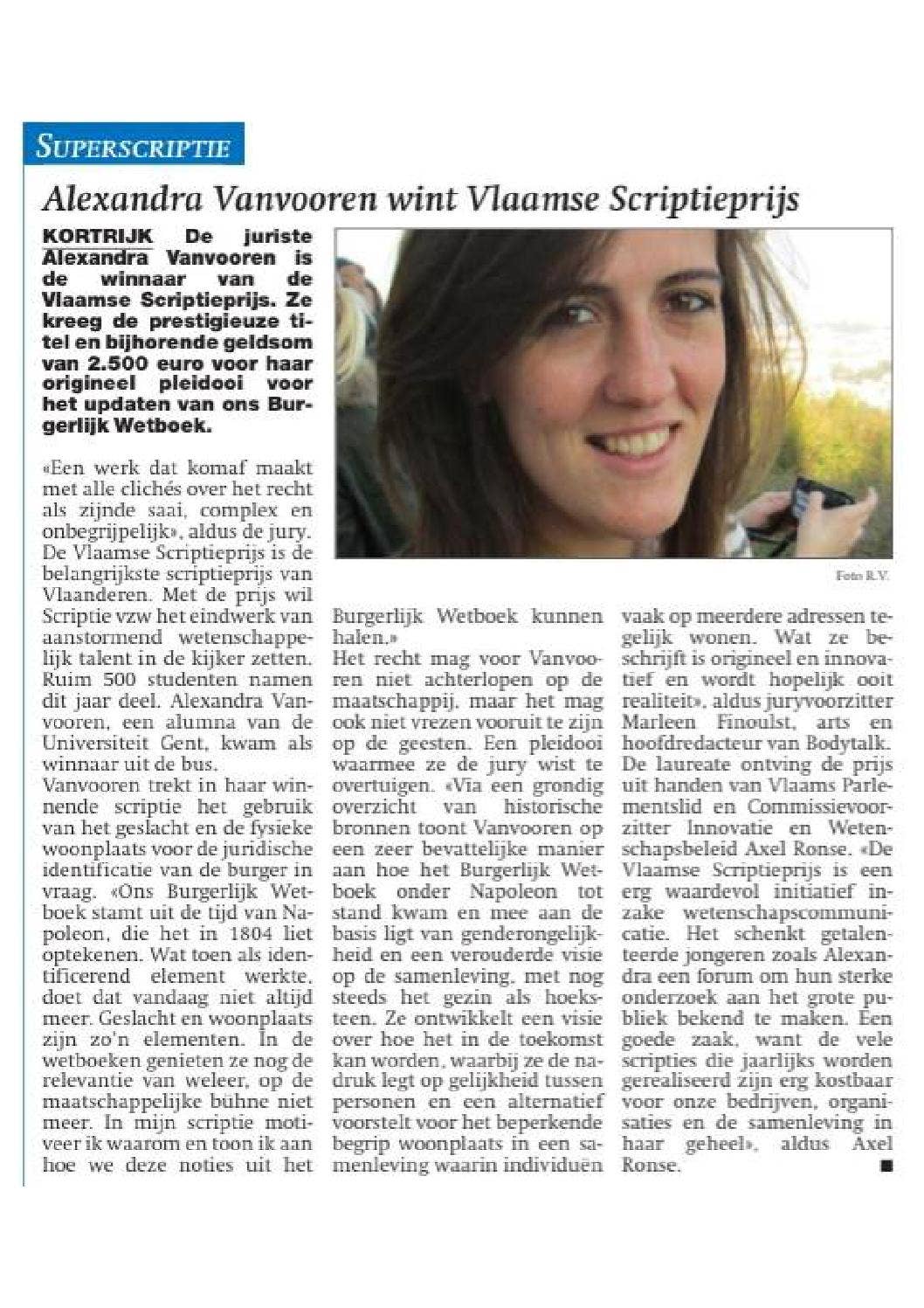 20141219 alexandra vanvooren wint vlaamse scriptieprijs metro jpg by De ...