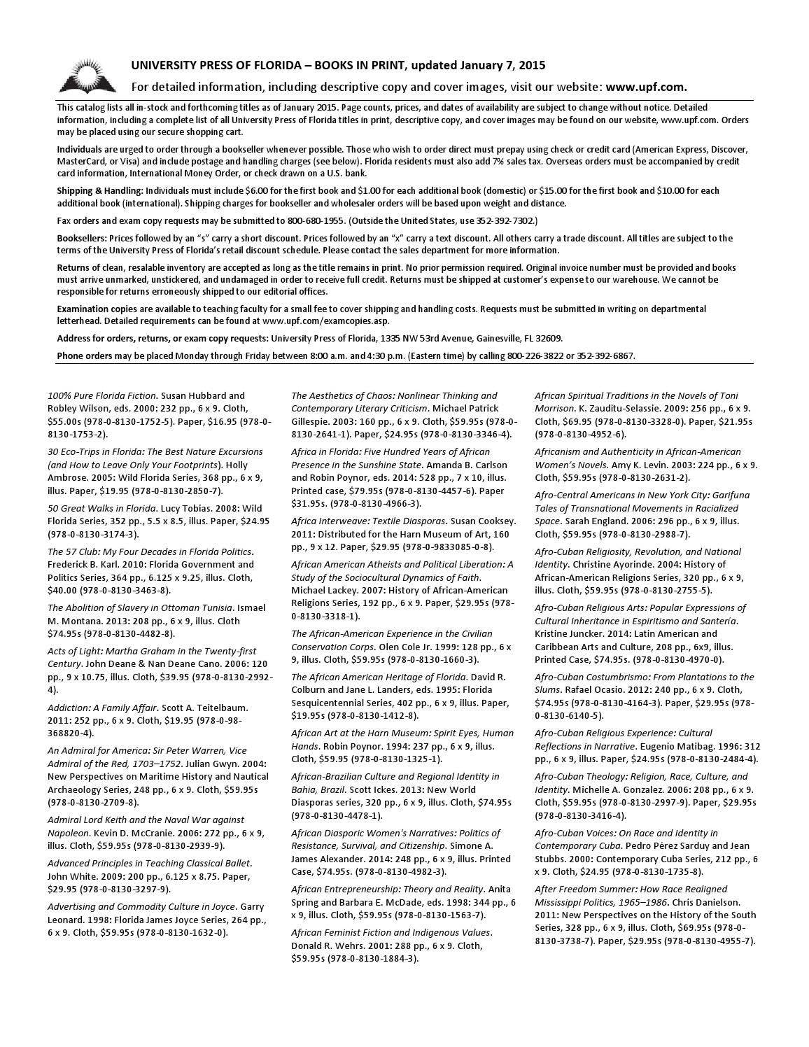 UPF Books in Print by University Press of Florida - Issuu