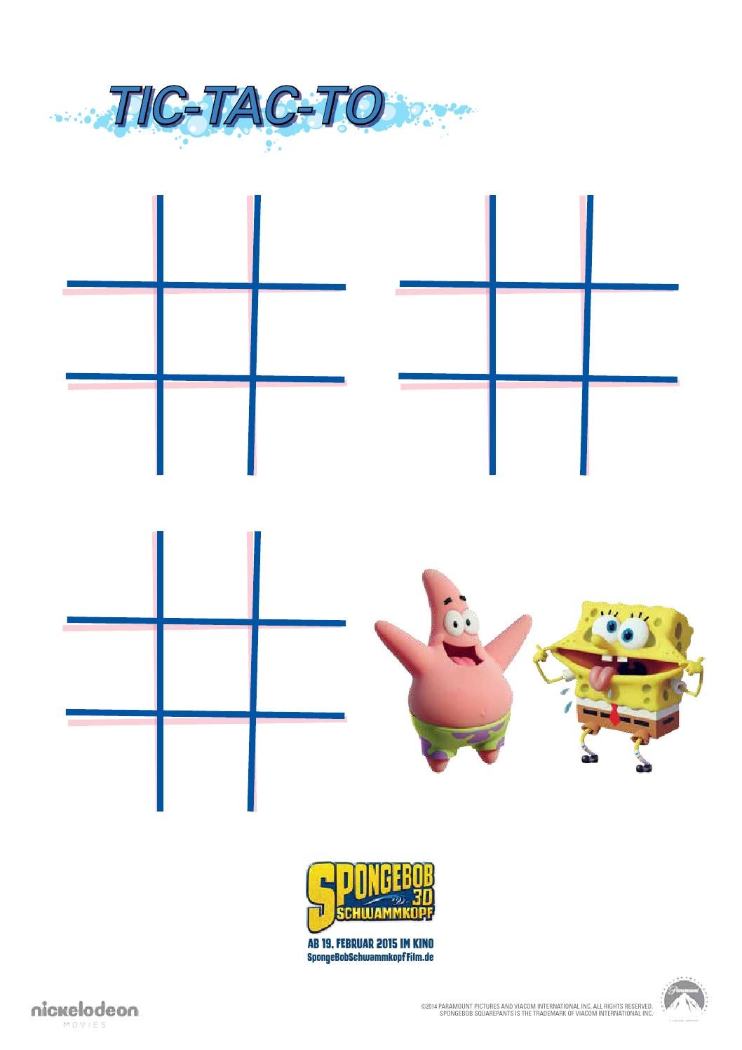Spongebob tic tac toe by CINEPLEX - Issuu