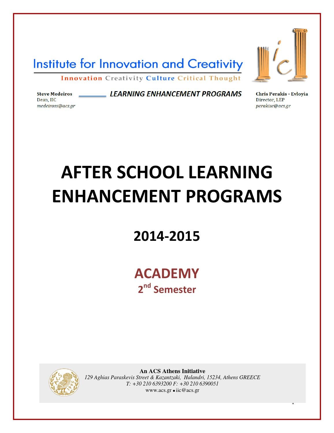 HS After School Learning Enhancement Programs 2014-15 Sem. 2 by ACS ...