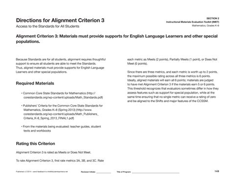 Toolkit for Evaluating the Alignment of Instructional and Assessment ...