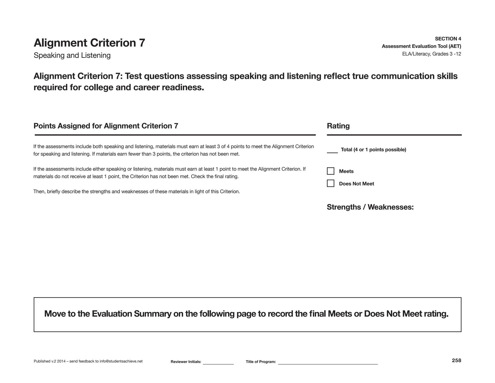 Toolkit for Evaluating the Alignment of Instructional and Assessment ...