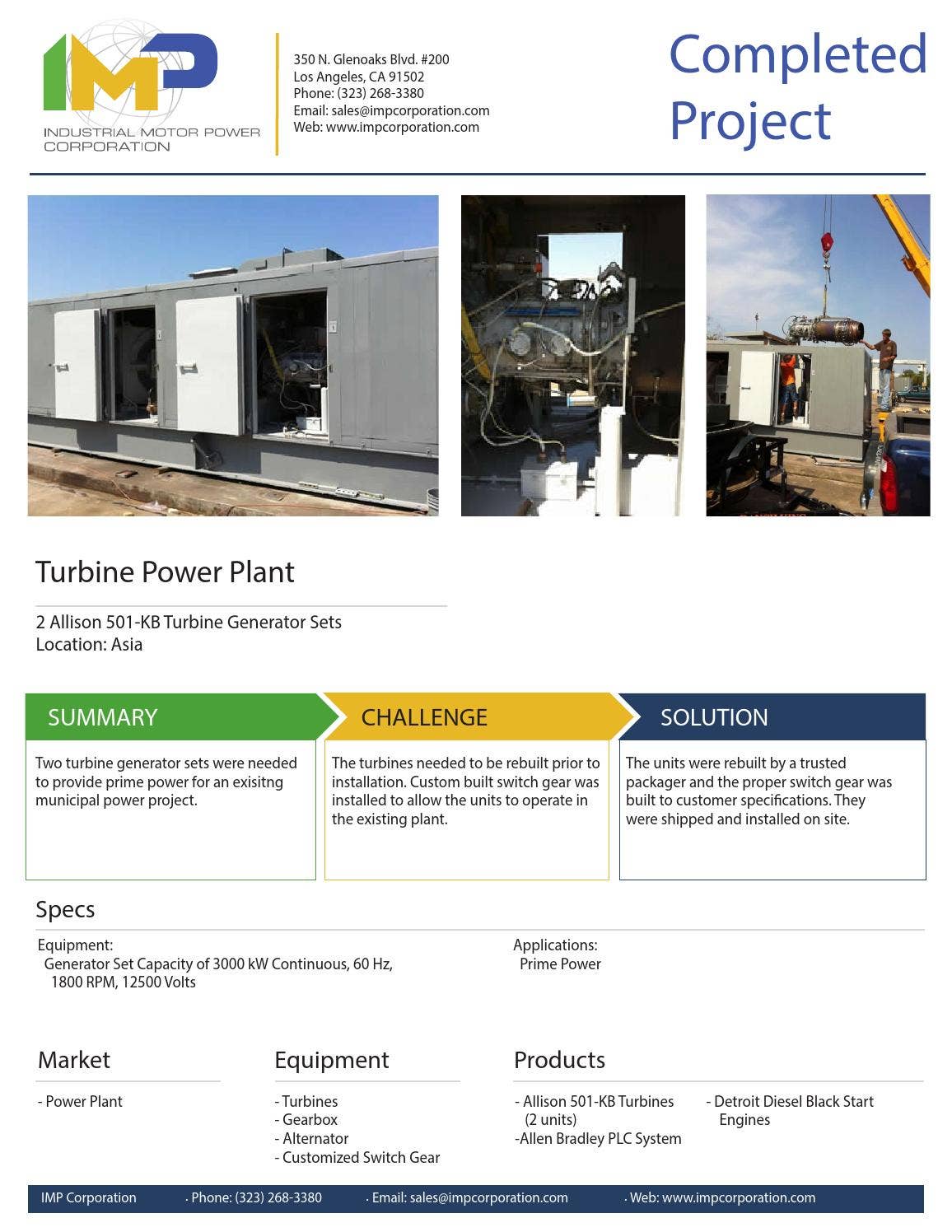 IMP Corporation Success Stories - Allison 501-KB Turbine Generator Sets ...