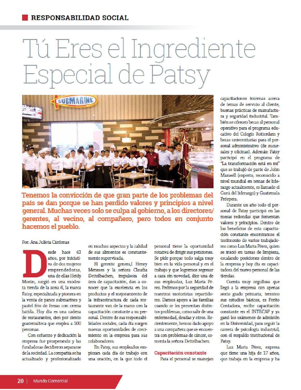 Responsabilidad Social Patsy by Patsy Guatemala - Issuu