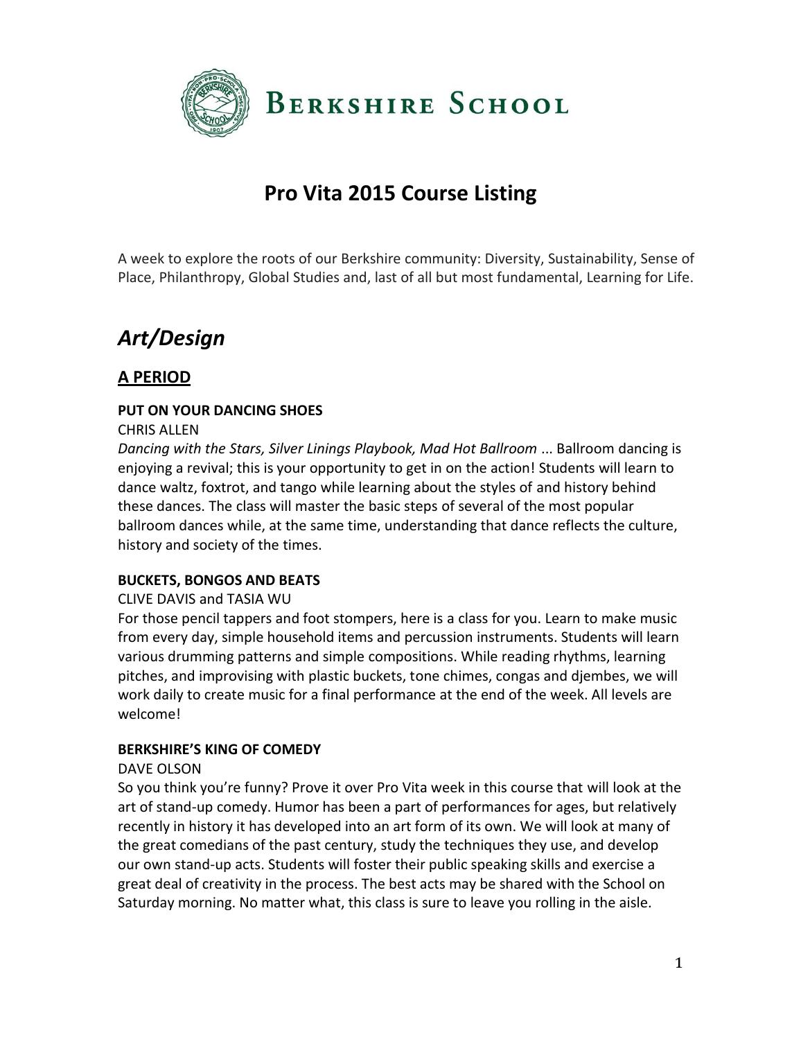 Pro vita catalog 2015 new final1 26 15 by Berkshire School - Issuu