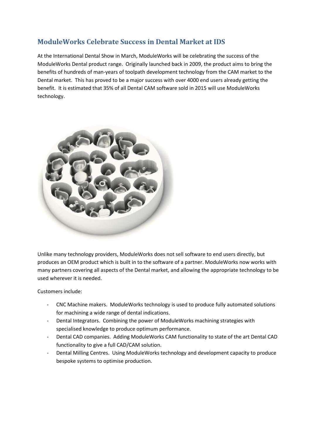 Moduleworks Press Release - ModuleWorks celebrate success in dental ...