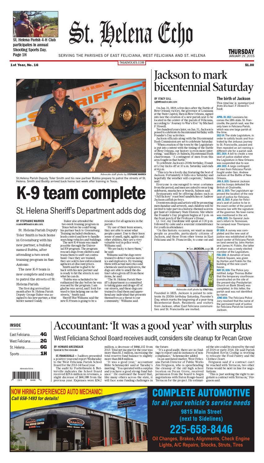 The Advocate: St. Helena Echo (01/29/15) by The Advocate - Issuu