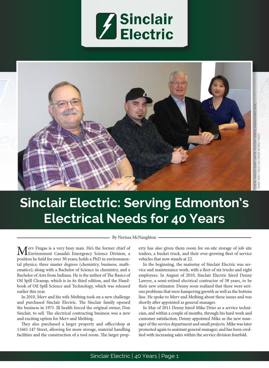 BIE February 2015 - Sinclair Electric profile by Business in Edmonton ...