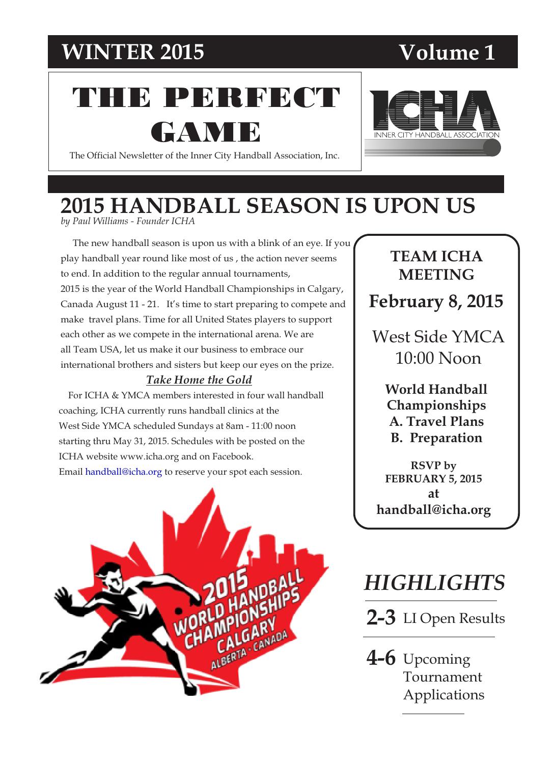 Icha perfect game winter 2015 by Inner City Handball Association, Inc ...