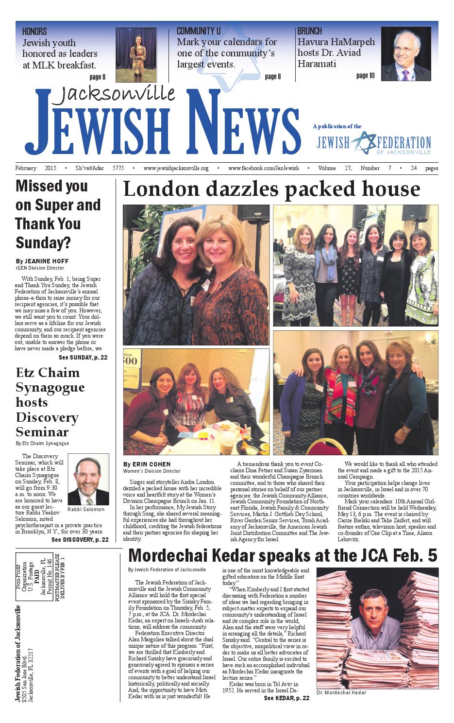 Jacksonville Jewish News February 2015 by JewishLife Magazine - Issuu