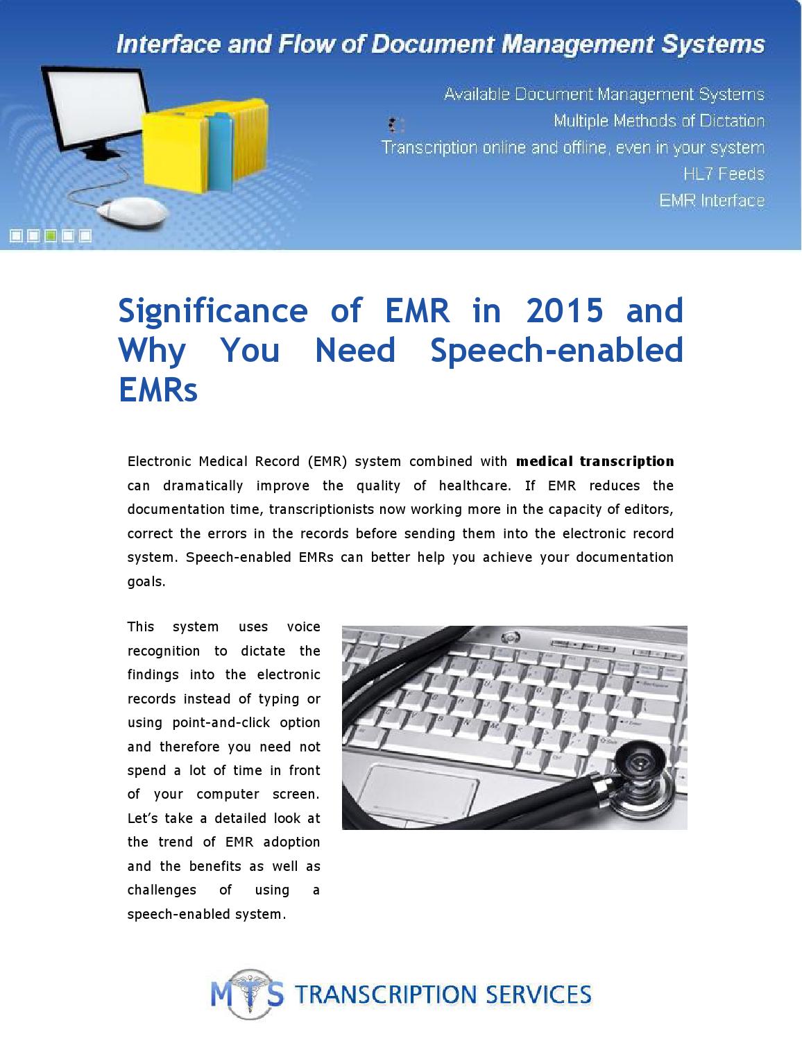 Significance of EMR in 2015 and Why You Need Speech-enabled EMRs by ...