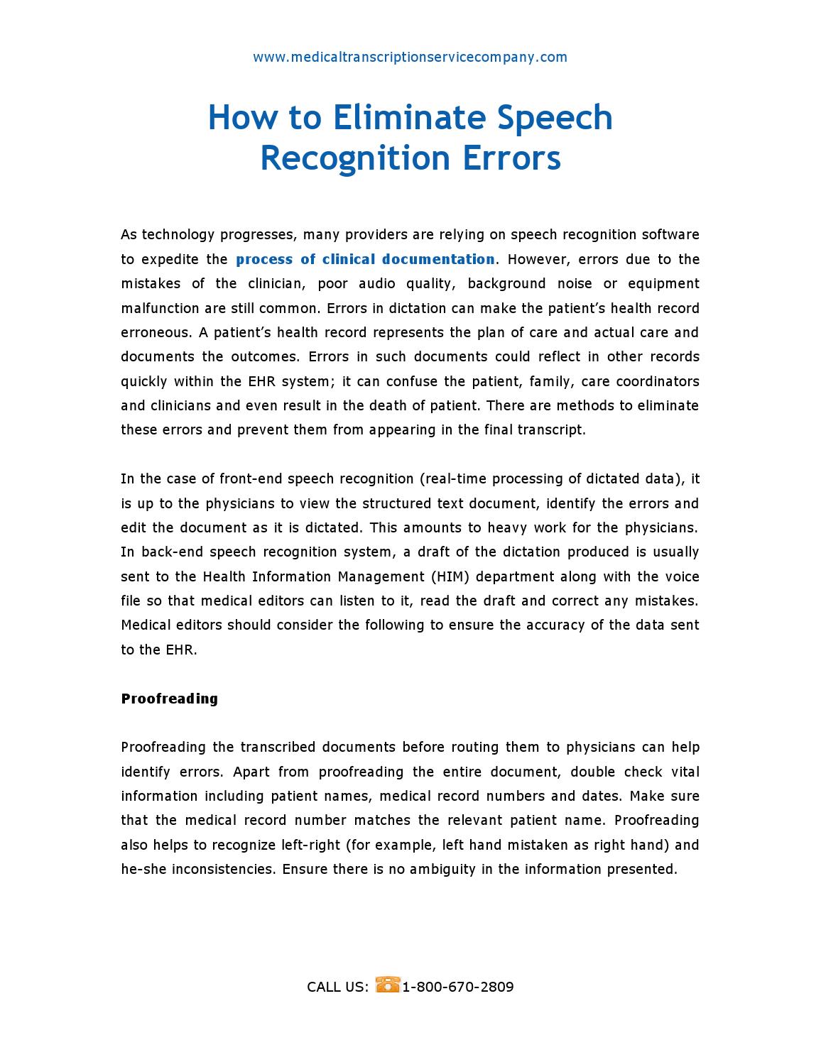 How To Eliminate Speech Recognition Errors By Medical Transcription Issuu 