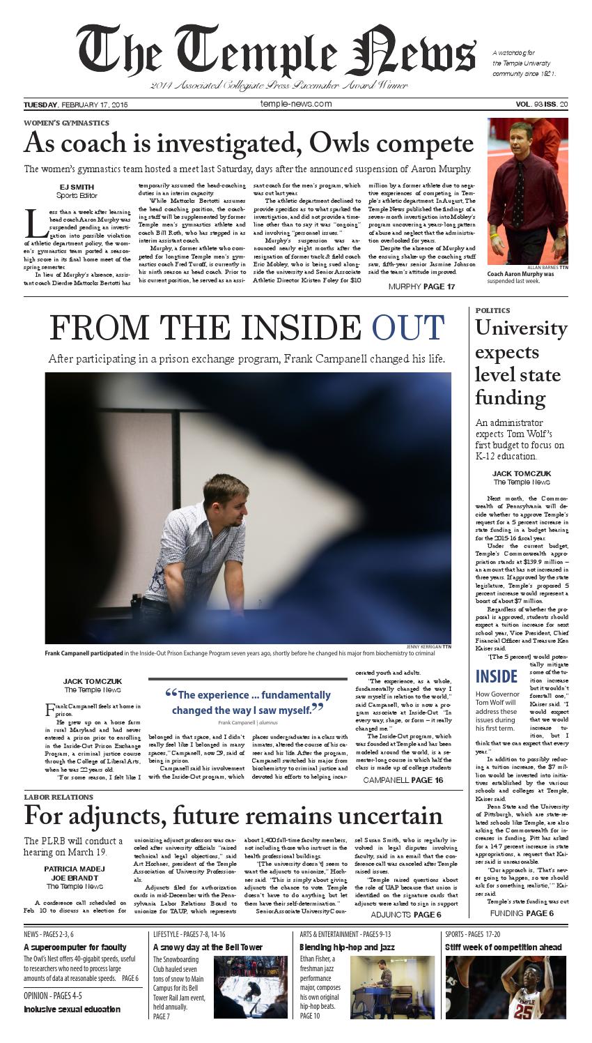 Volume 93 Issue 20 by The Temple News - Issuu