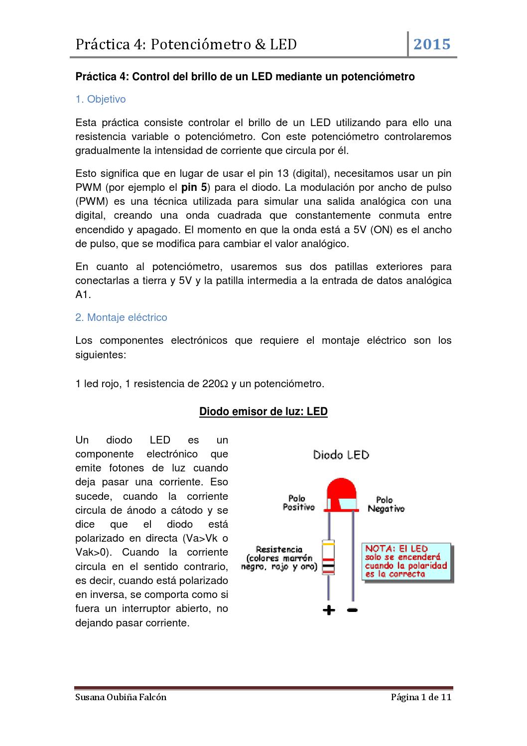 Práctica 4: Control del brillo de un LED mediante un potenciómetro (S4A ...