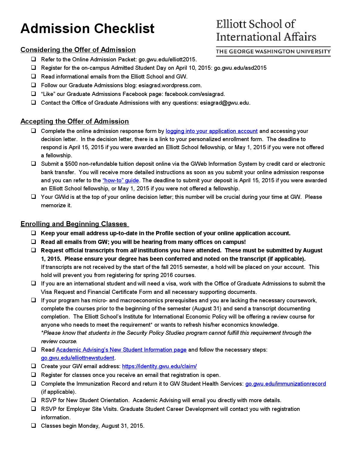 Admitted Student Checklist by esiagrad - Issuu