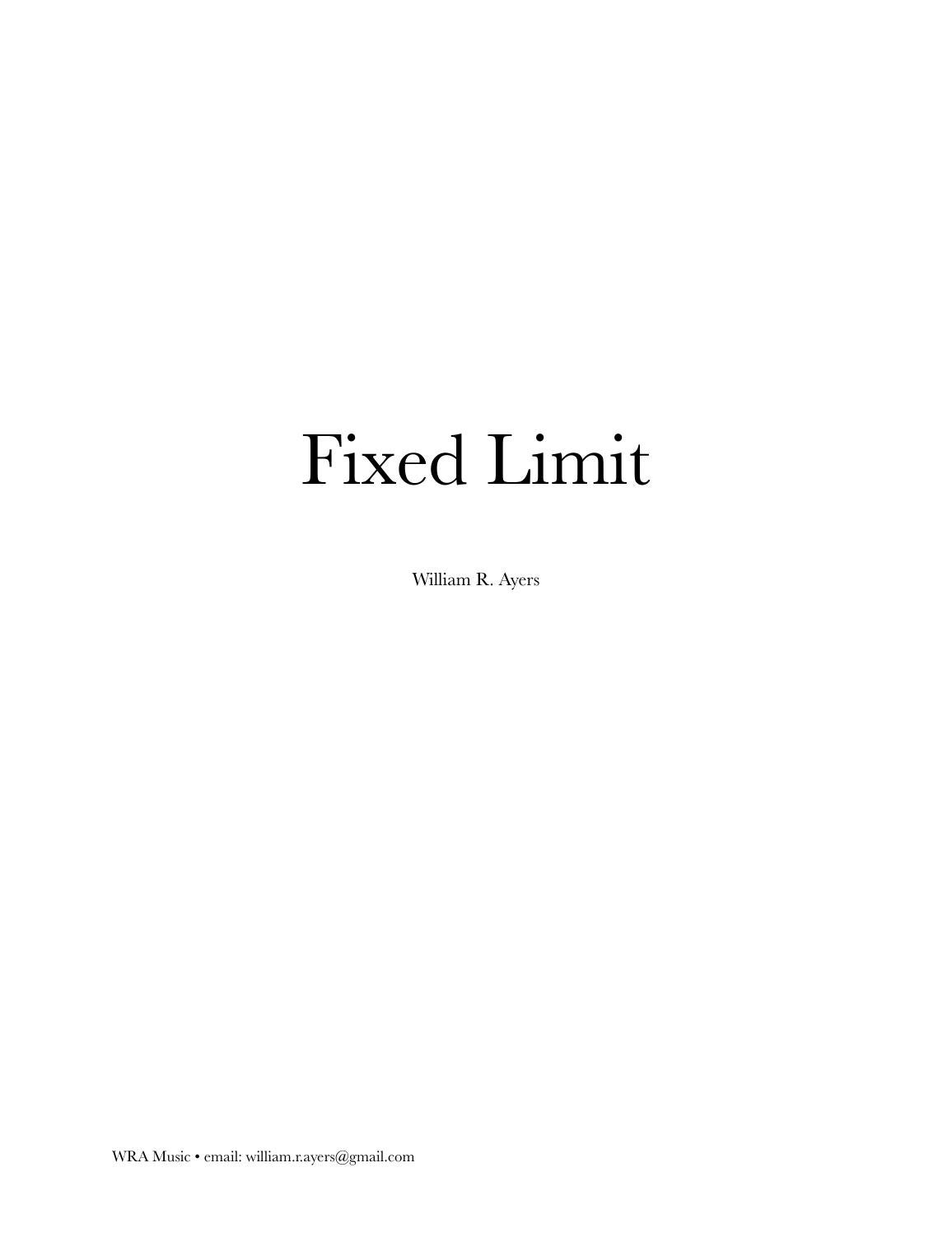 Fixed Limit By Williamrayers Issuu