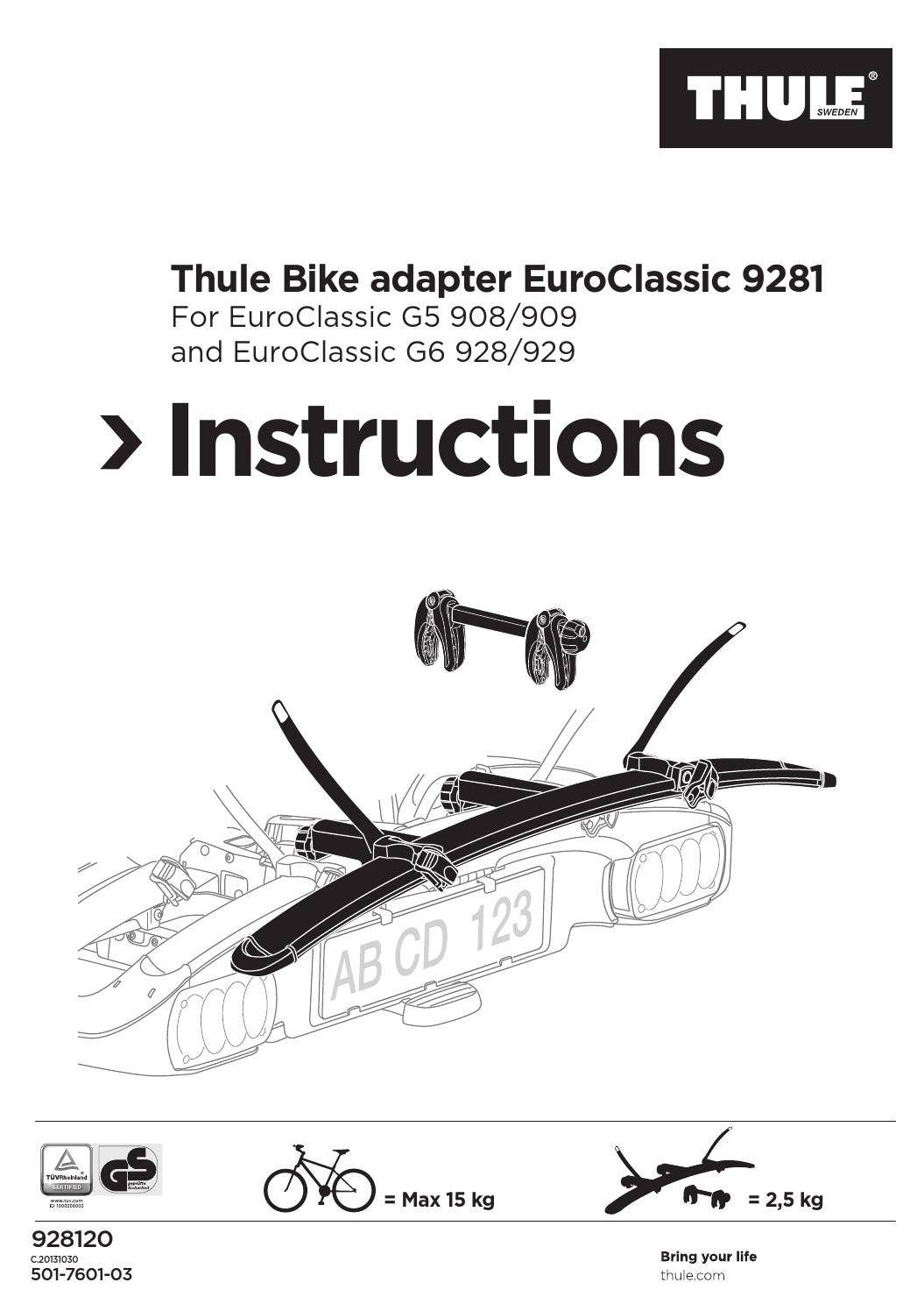 THULE - Bike adapter Euroclassic 9281 by Charlie Agency - Issuu