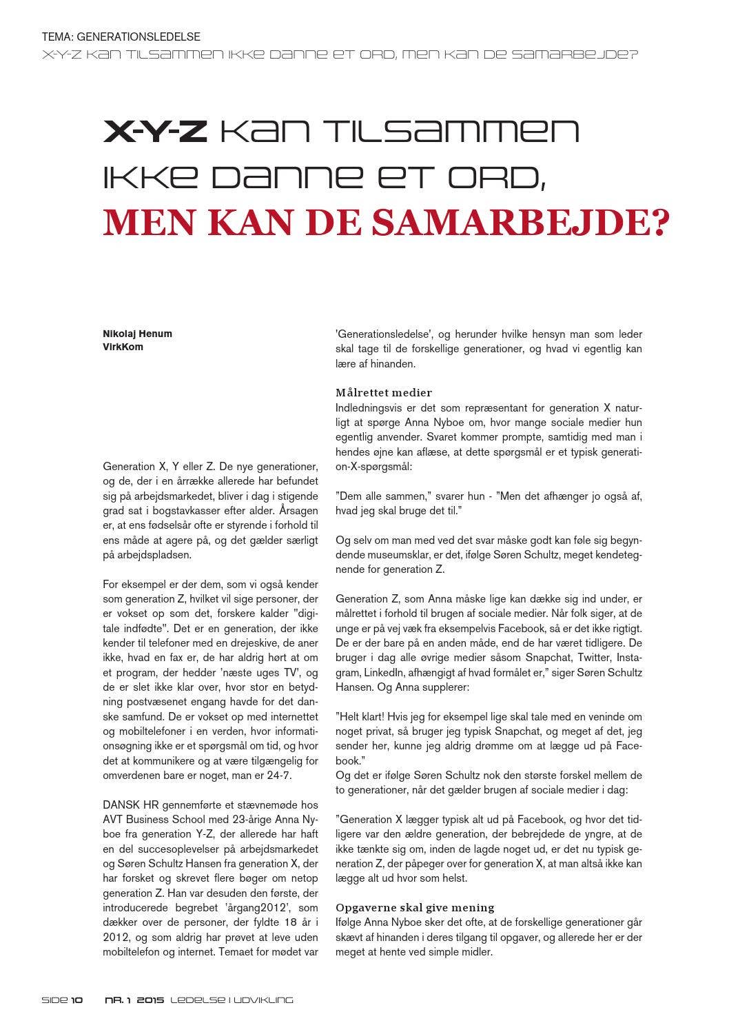 Ledelse i udvikling nr. 1 2015 - X-Y-Z kan tilsammen ikke danne et ord ...