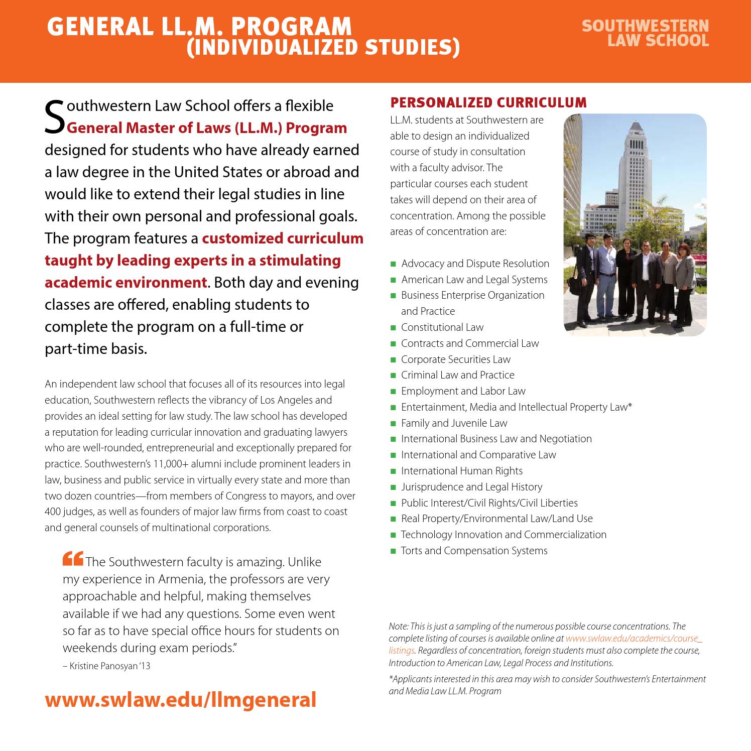 General LL.M. Program (Individualized Studies) 2015 by Southwestern Law ...