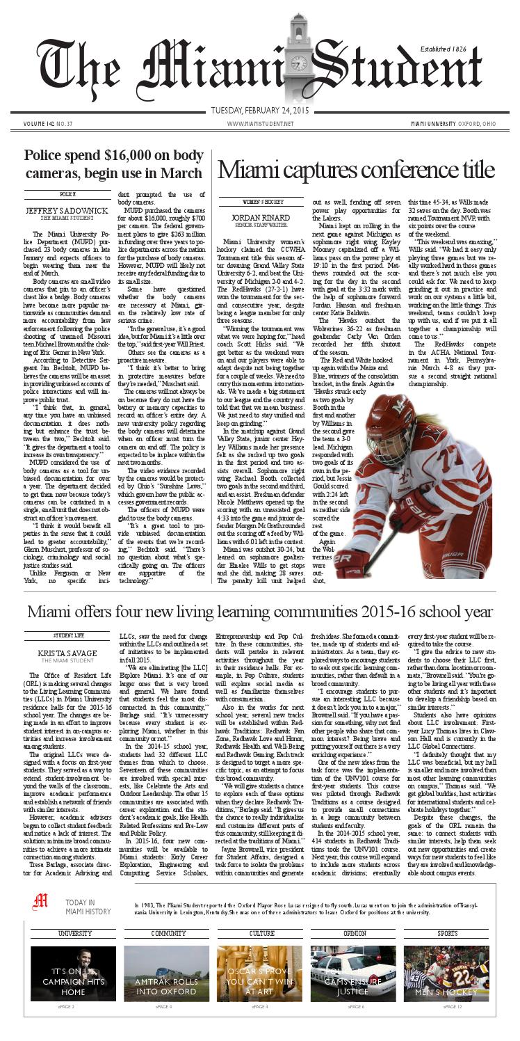 February 24, 2014 | The Miami Student by The Miami Student - Issuu