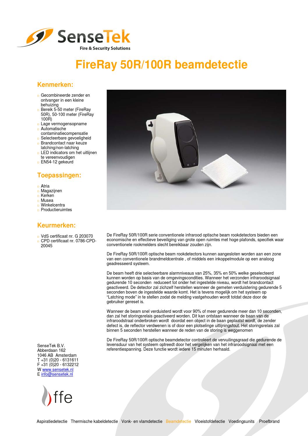 SenseTek FireRay 50R / 100R datasheet NL by SenseTek Fire & Security ...