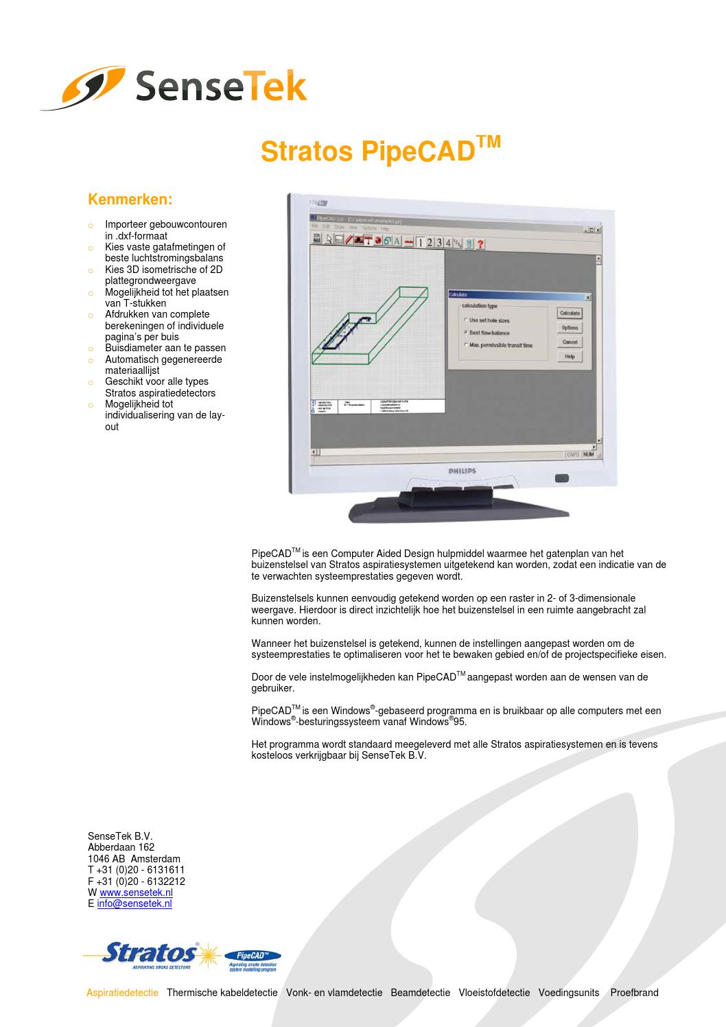 SenseTek Stratos PipeCAD datasheet NL by SenseTek Fire & Security ...